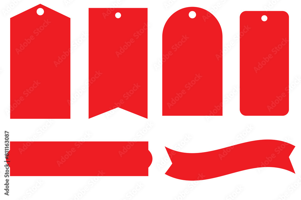 Red tag banner label ribbon price bookmark note background discount ...