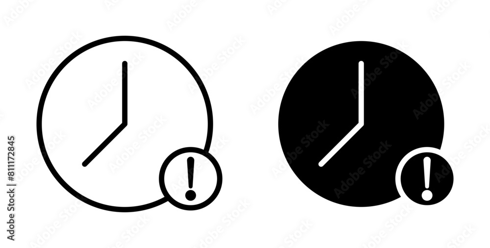 Alarm exclamation line icon set. Schedule urgent alert symbol suitable ...