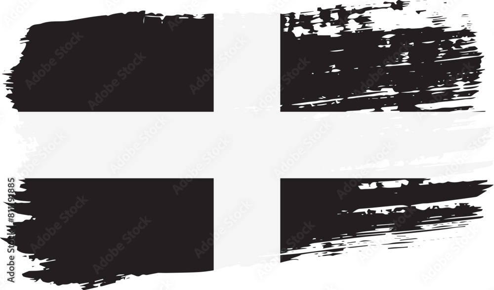 Cornwall flag, wide brush stroke on transparent background vector Stock ...