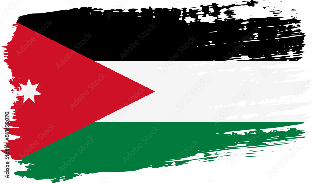 Jordan flag, wide brush stroke on transparent background vector Stock ...