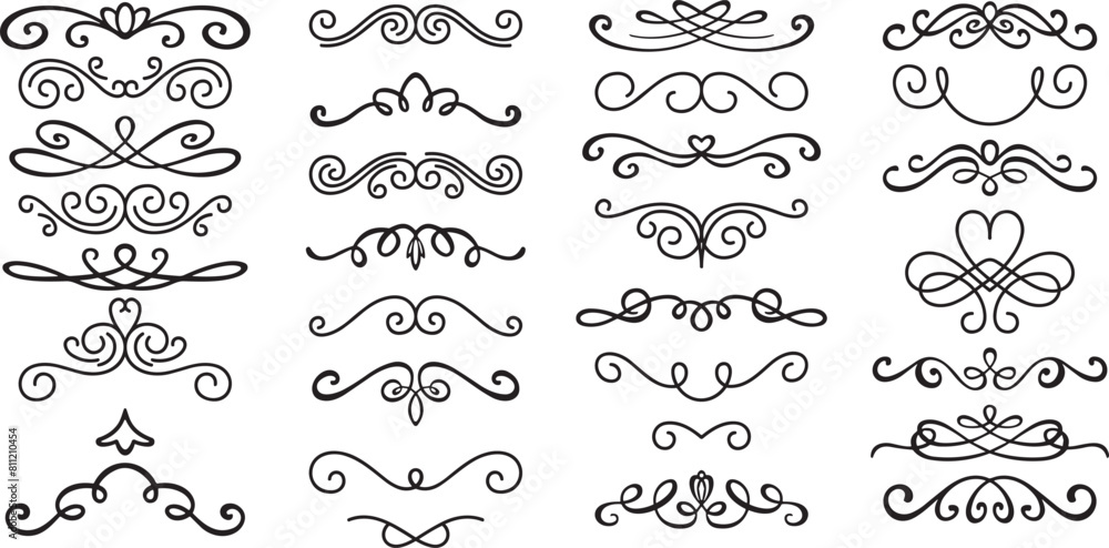 Line dividers. Decorative swirl text separators, vintage divider Stock ...