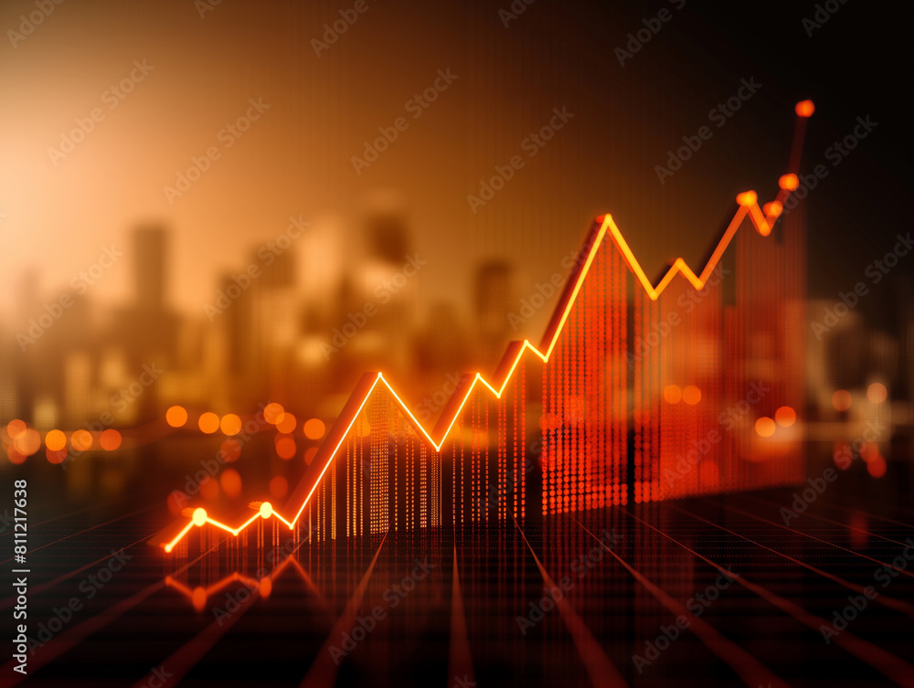 Stock market digital graph chart on LED display concept. A large ...