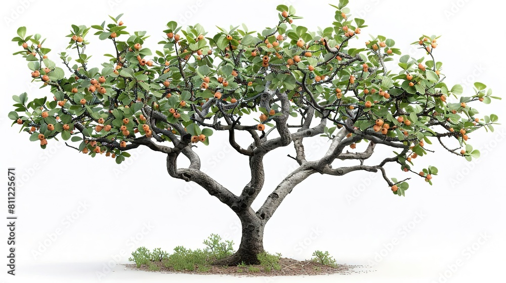 Photo of a highly detailed realistic orange tree with green leaves and ...