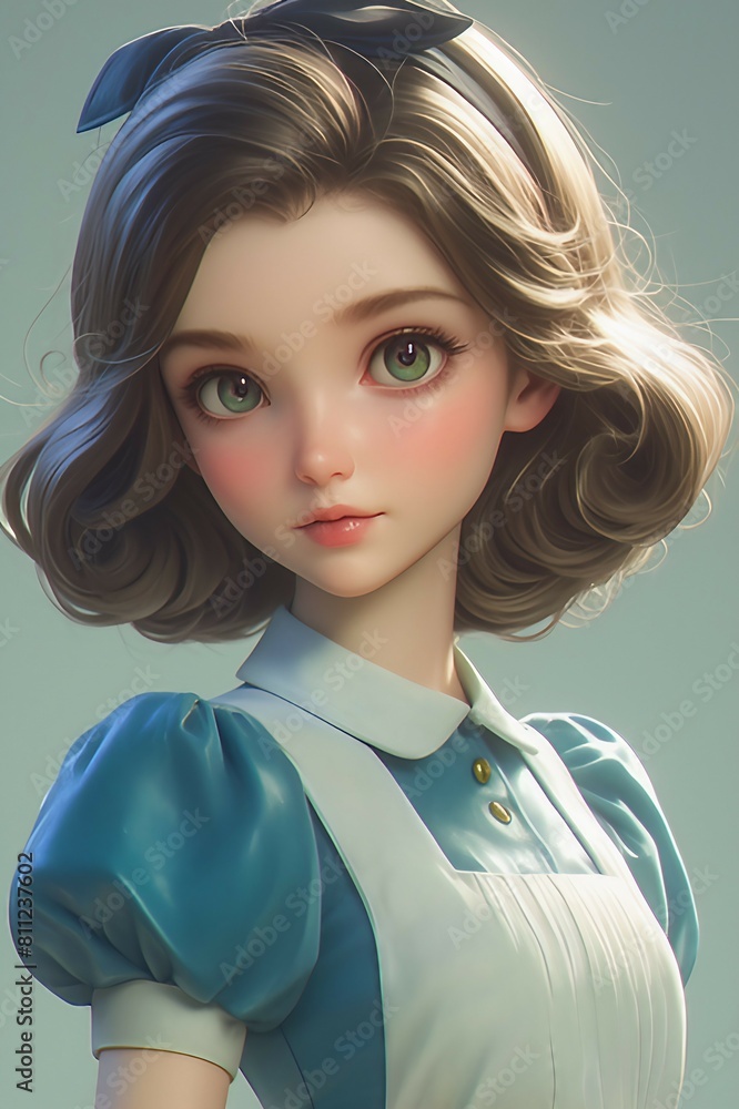 Alice from Alice in wonderland, cartoon style. AI generate illustration ...