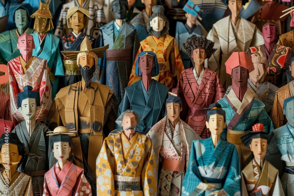 Crowd of People Made From Paper, A large group of people from different ...