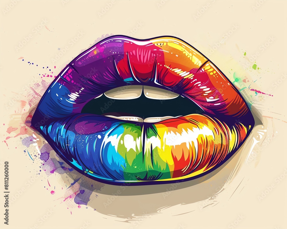 Vibrant and expressive sideview cartoon of African lips showcasing a ...