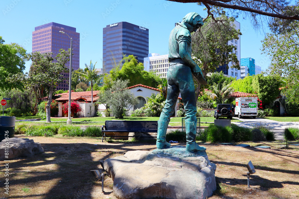 Los Angeles, California: Public Art "Dan the Miner" The Pioneer Statue ...