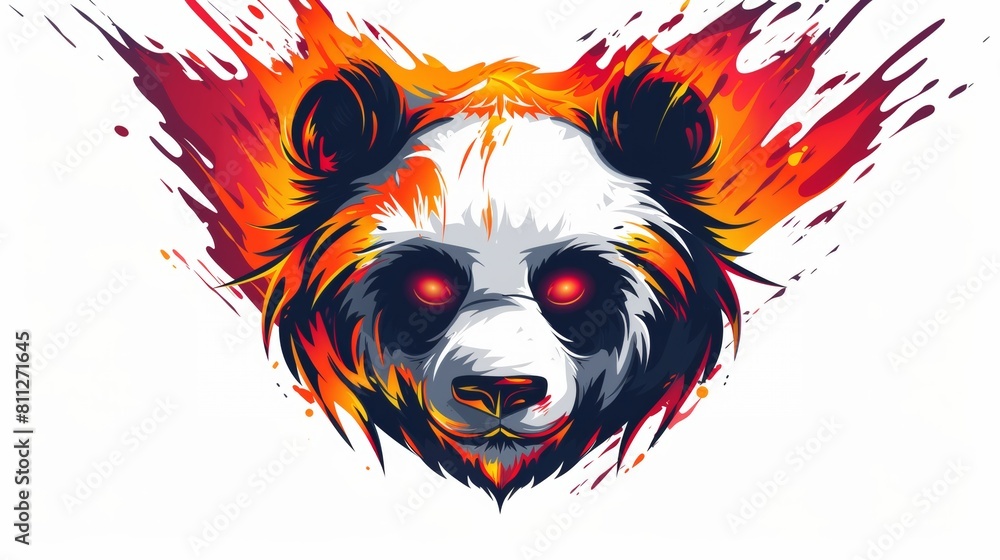 Mascot logo design of a panda with bold line. Clipart vector ...