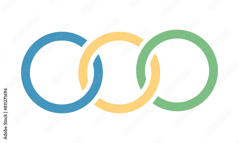 Abstract shape for branding, logotype design. Three circles in chain ...