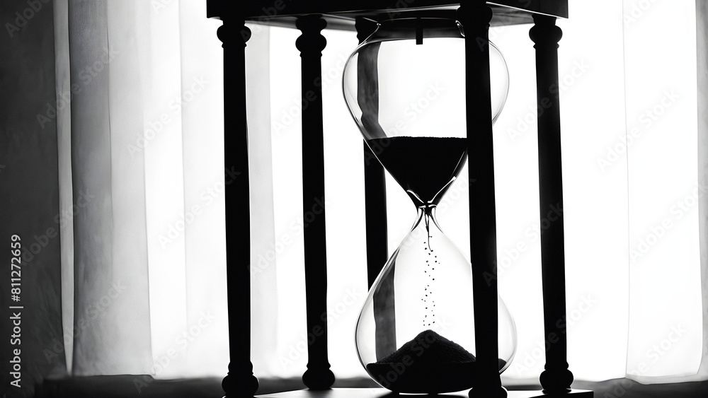 Time's Flow: Time Drains Away in an Hourglass Form. Hourglass ...