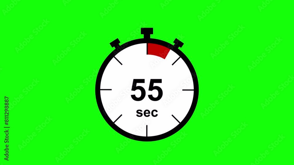 60 Seconds Countdown Timer Animation with simple Stopwatch Icon, Green ...