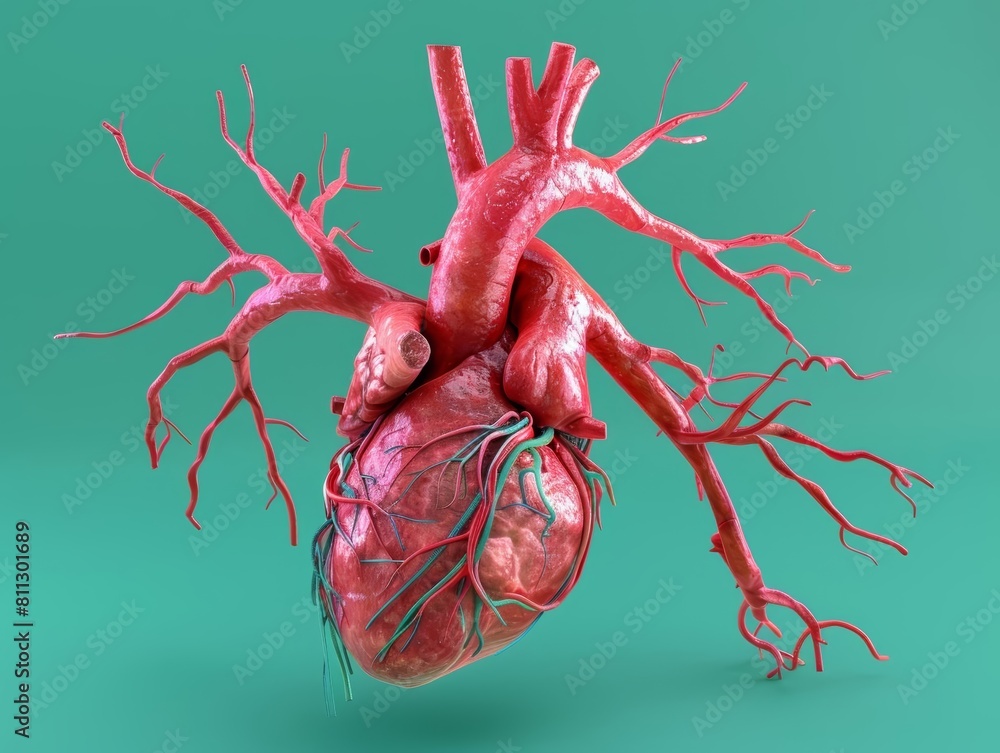 Aorta Detailed 3D model of the aorta showing its branching from the ...