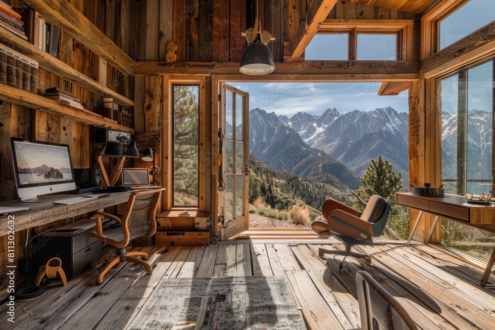 A room featuring a desk and chair, likely used as a workspace in a ...