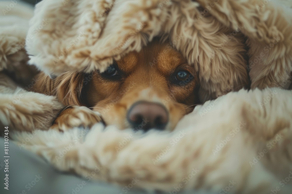 Embarrassed Dog Hiding Its Face with Paw, Looking at Camera in Relaxing ...