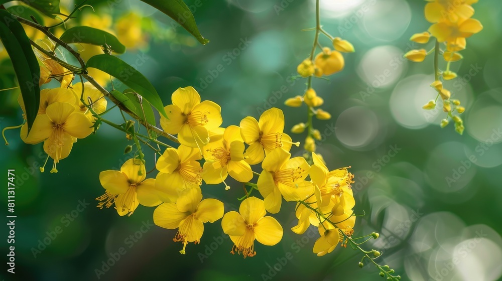 Golden Shower flowers also known as Kanikonna in Kerala are yellow blooms of Cassia fistula ...