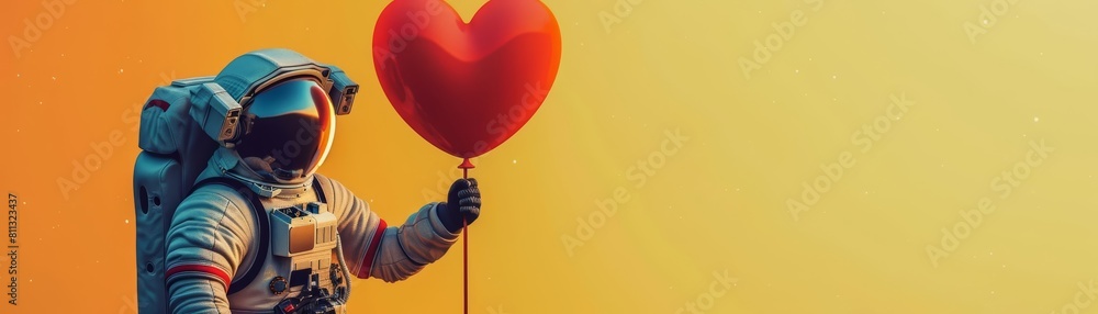 Astronaut in space sending heartfelt congratulations with a red heart ...