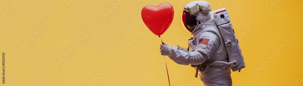 Astronaut in space sending heartfelt congratulations with a red heart ...