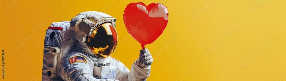 Astronaut in space sending heartfelt congratulations with a red heart ...