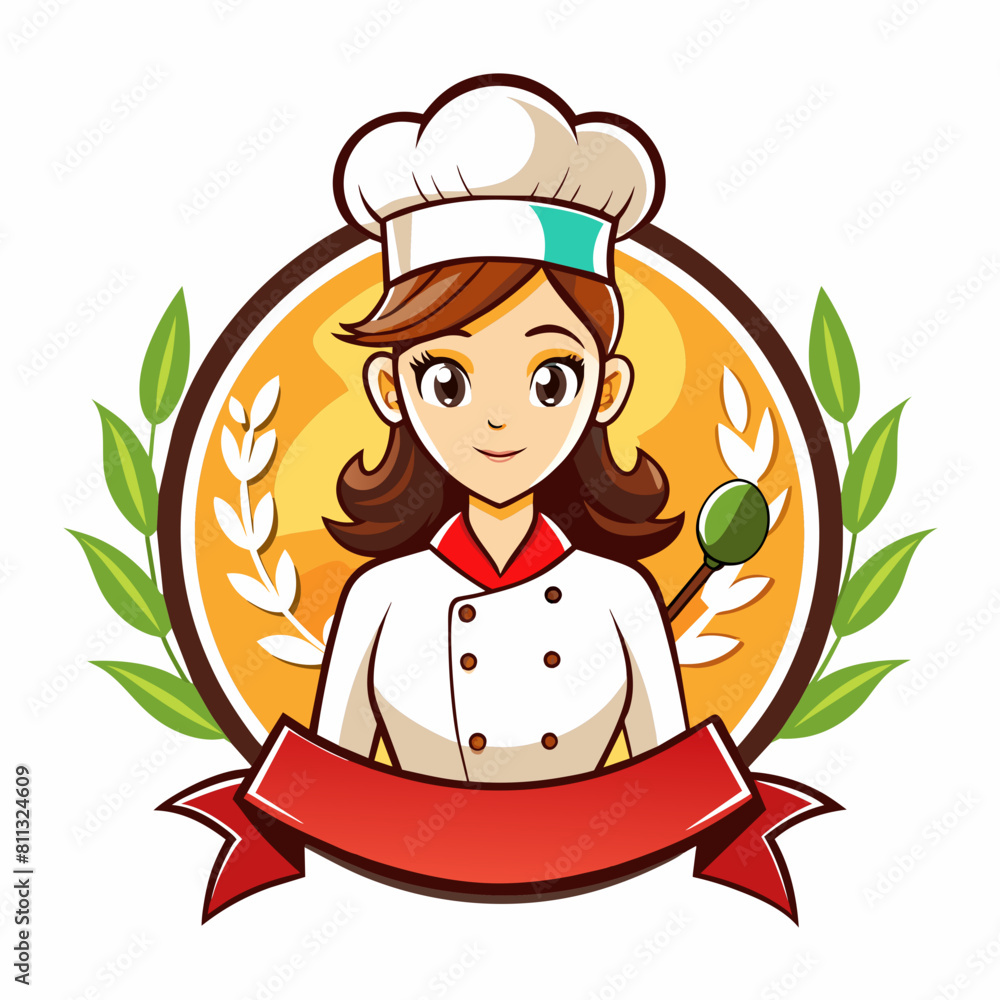Female chef logo, cartoon chef logo vector Stock Vector | Adobe Stock