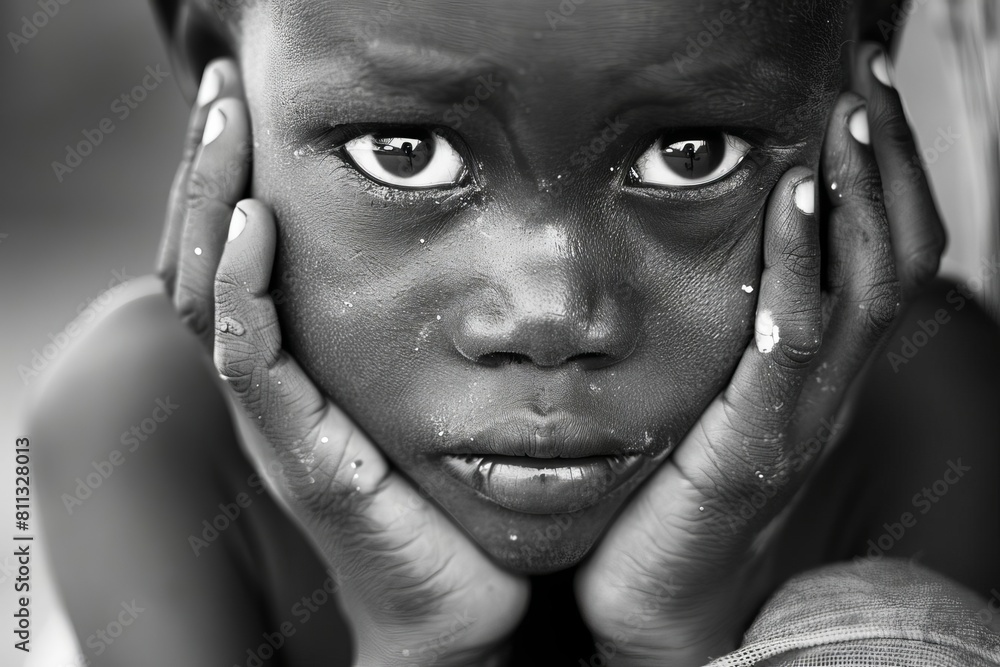 starving childs sorrowful gaze powerful portrait capturing poverty and ...