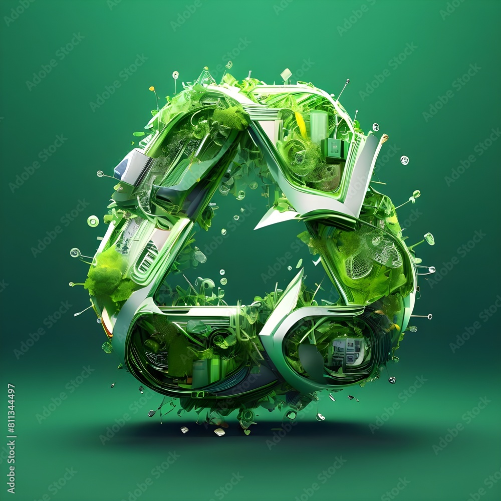 Eco-Friendly Green Recycling Concept on a Green Background, Recycling ...