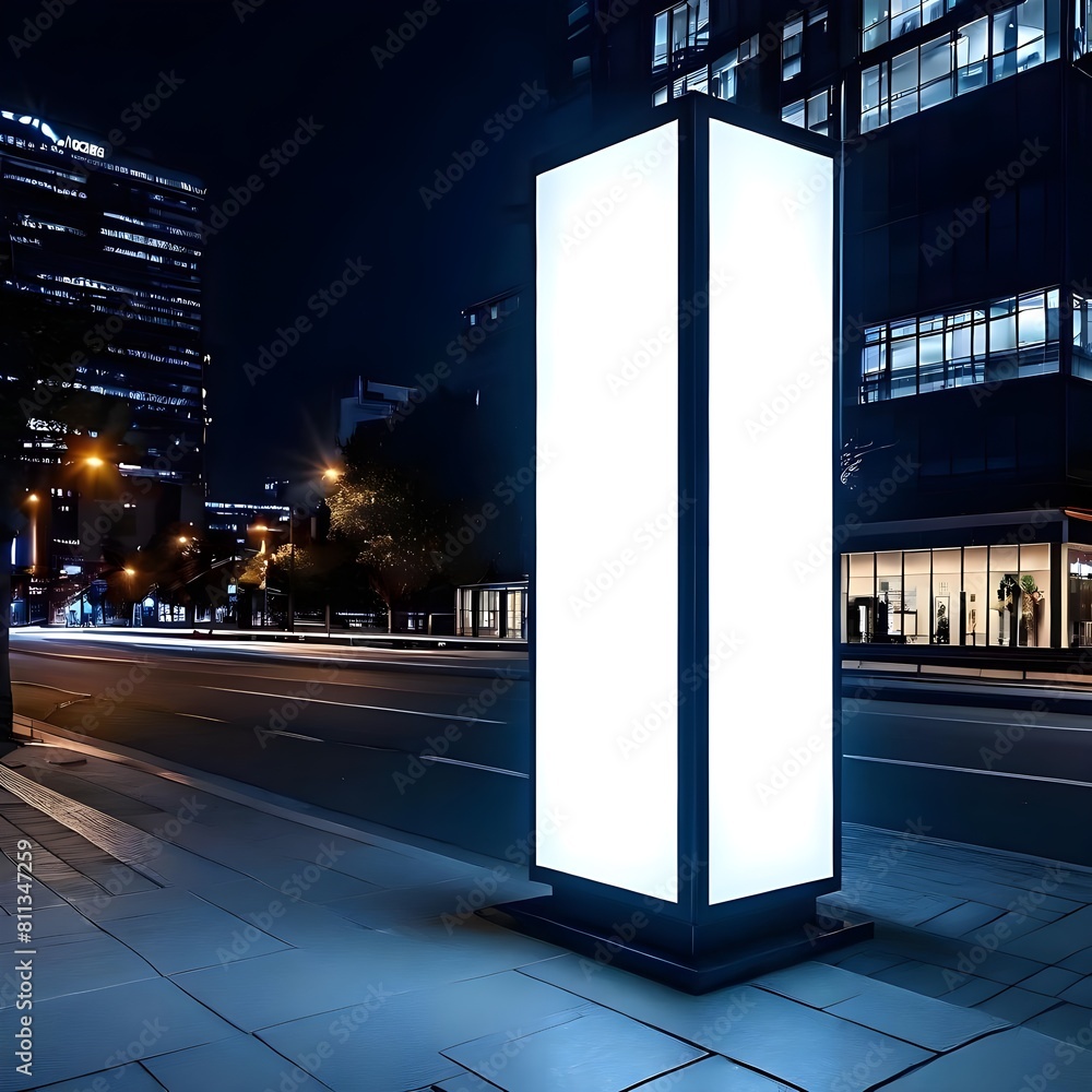 Mockup of Blank White Vertical Advertising Banner Billboard Stand on ...