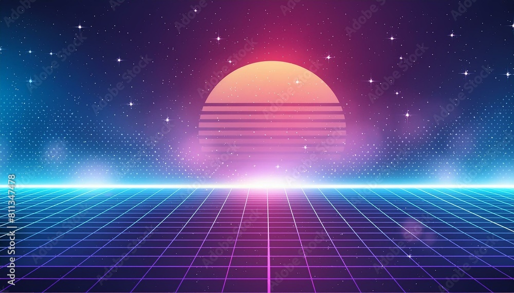 Synthwave vaporwave retrowave cyber background with copy space, laser ...