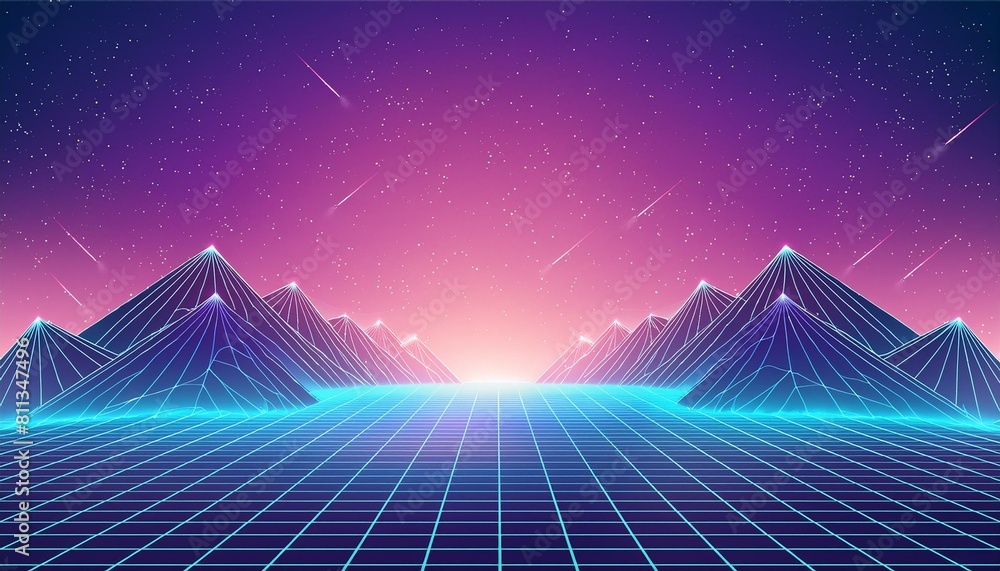 Synthwave vaporwave retrowave cyber background with copy space, laser ...