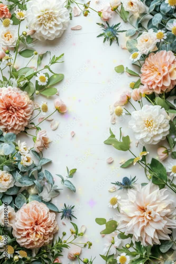 Vertical video of floral frame animation template. Botanical flower ...