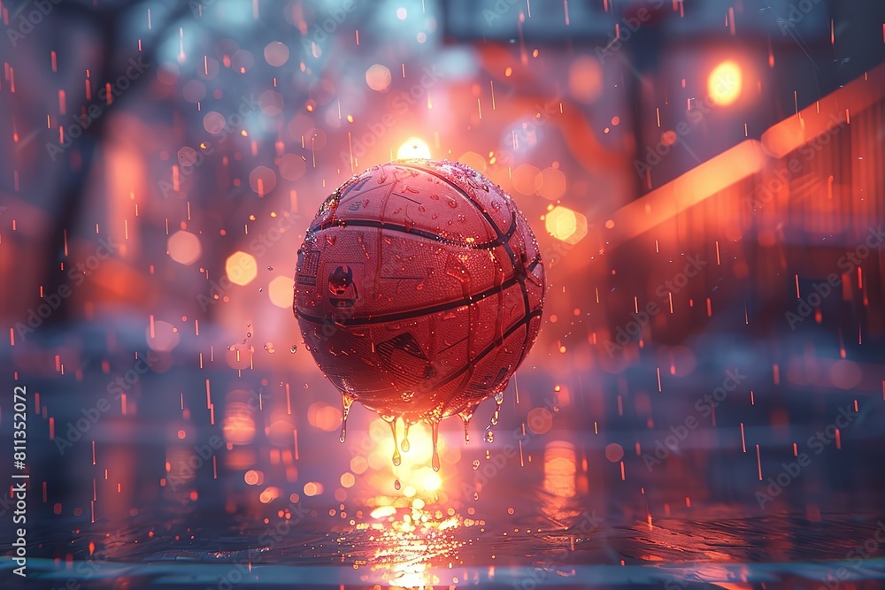 the ball is in the middle of the hoop in a basketball court, in the ...