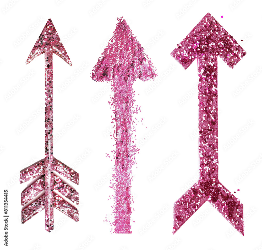 Sparkling Pink Glitter Arrows on Transparent Background - Directional ...