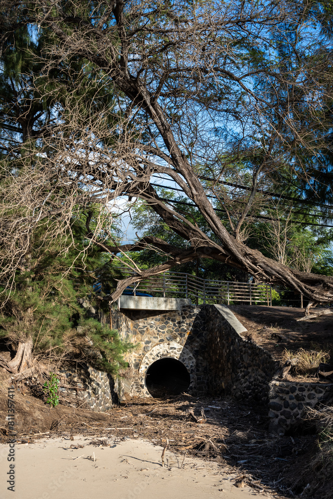 Large culvert pipe under road for management of rainwater and flash ...