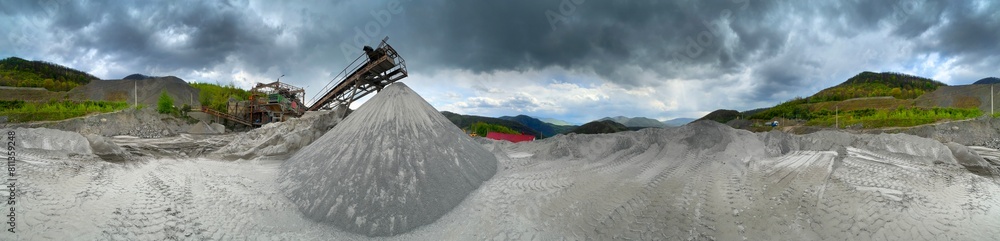 Carpathian Mountains of Ukraine, a quarry where granite sandstone is ...