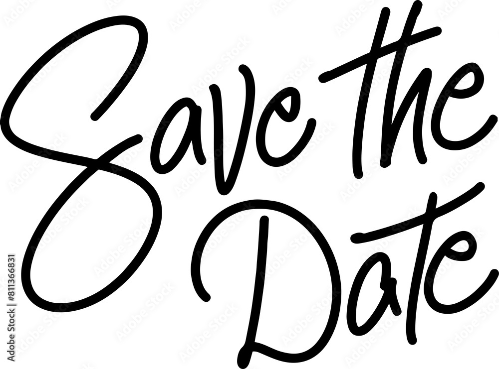 Save the Date Monoline. Outline font. Calligraphy script. Modern Line ...