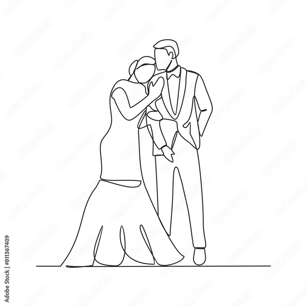 One continuous line drawing of Wedding ceremony vector illustration ...