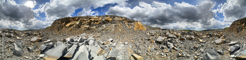 Carpathian Mountains of Ukraine, a quarry where granite sandstone is ...