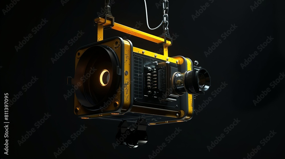 Futuristic sci-fi film projector device on isolated background for ...