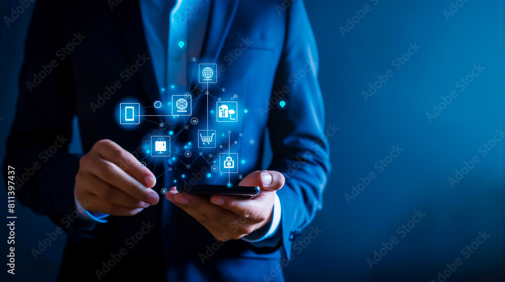 Digital Innovator, Business Professional Utilizing Advanced Mobile ...