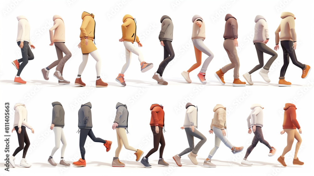 Cartoon legs in shoes. Comic retro feet in different poses, funny ...
