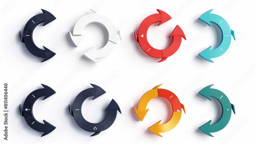 Circle arrows. Circular process, rotate infographic element. Round step ...