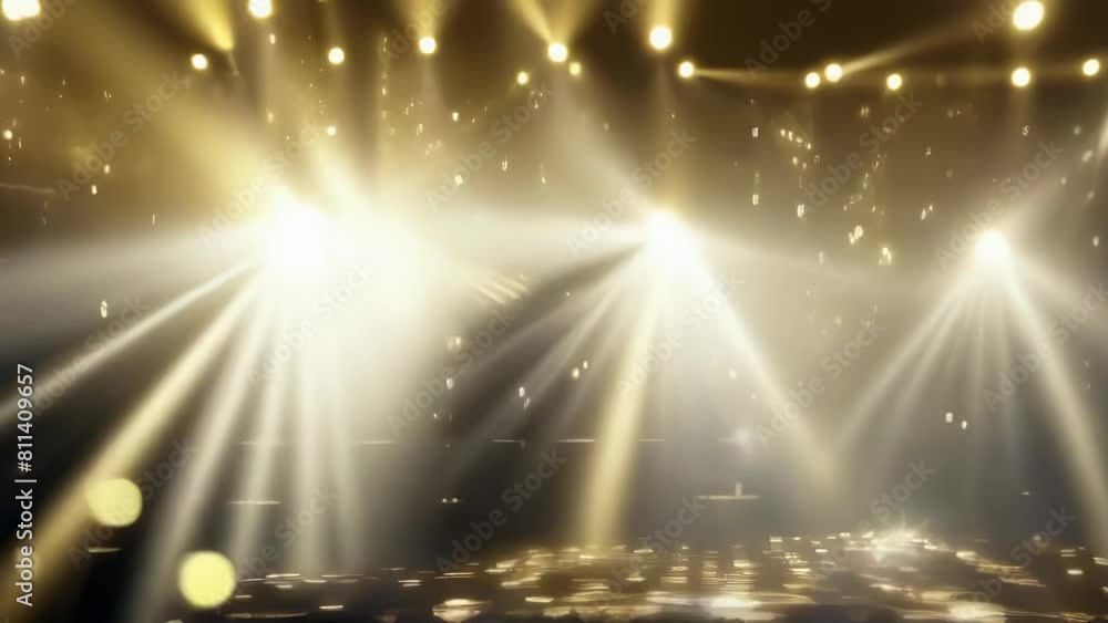 Golden Stage Lights with Bokeh Effect. Luxury and Celebration Concept ...