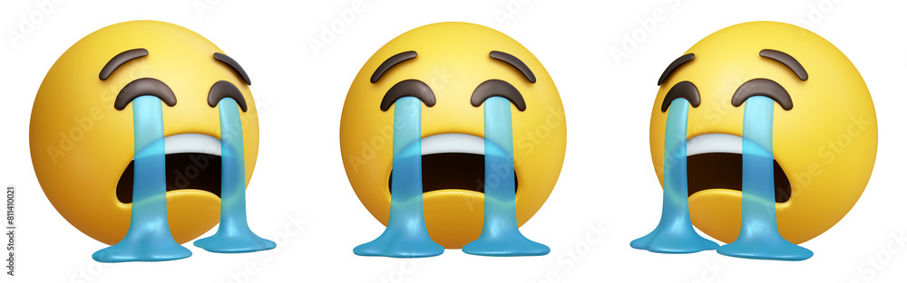 Loudly crying face three-dimensional emoji. Bawling emoticon isolated ...