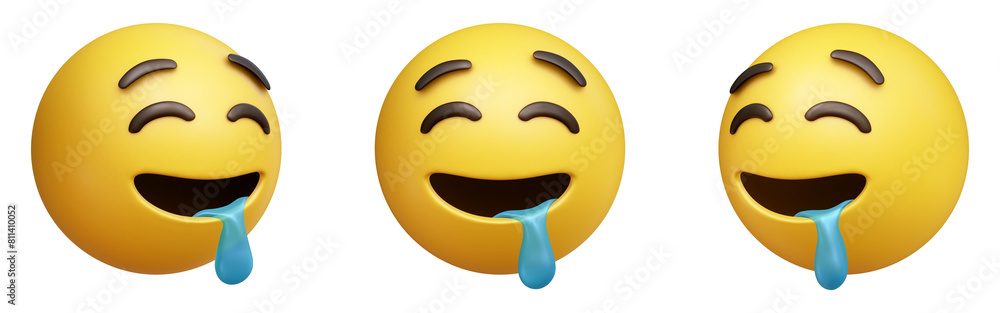 Drooling face three-dimensional emoji isolated on transparent ...
