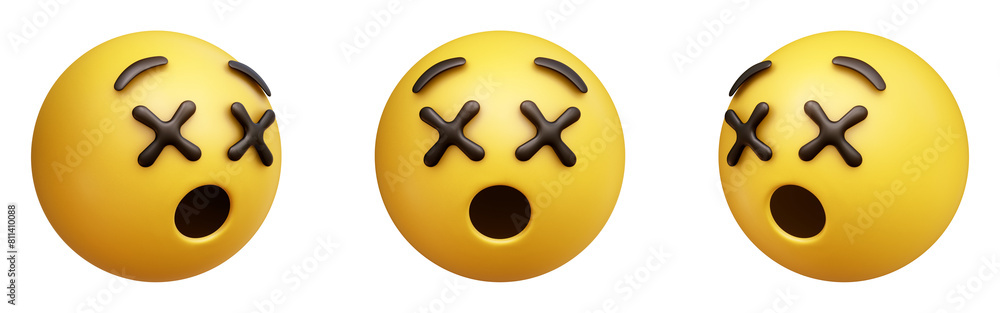 Face with crossed-out eyes three-dimensional emoji isolated on ...