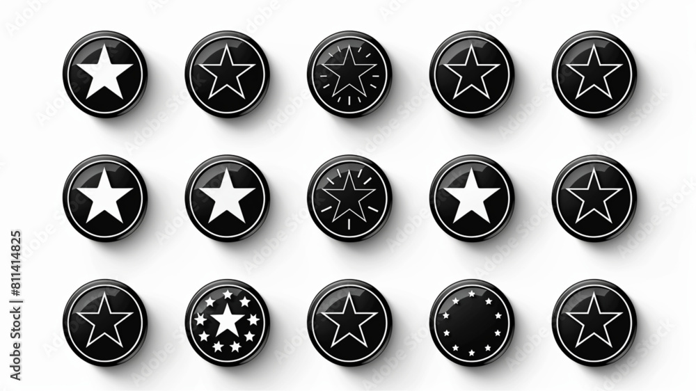 Star circle. Round frames with stars for badge, emblem and seal ...