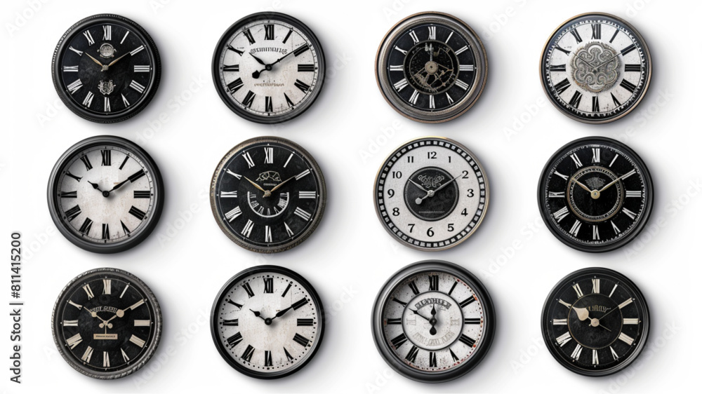 Vetor de Vintage clock face. Antique classic round clocks with arabic ...