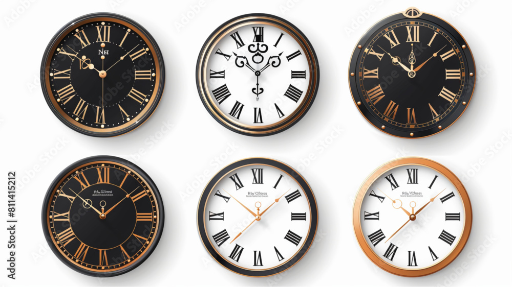 Vetor de Vintage clock face. Antique classic round clocks with arabic ...