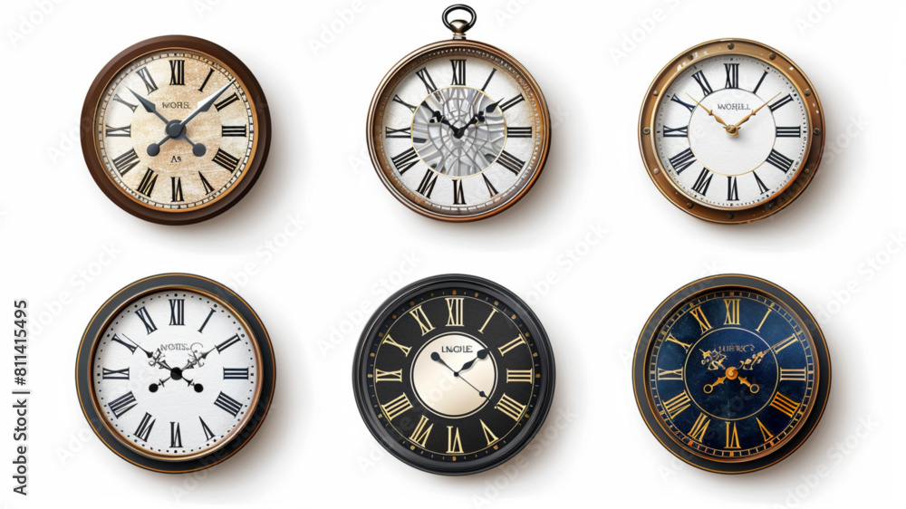 Vetor de Vintage clock face. Antique classic round clocks with arabic ...