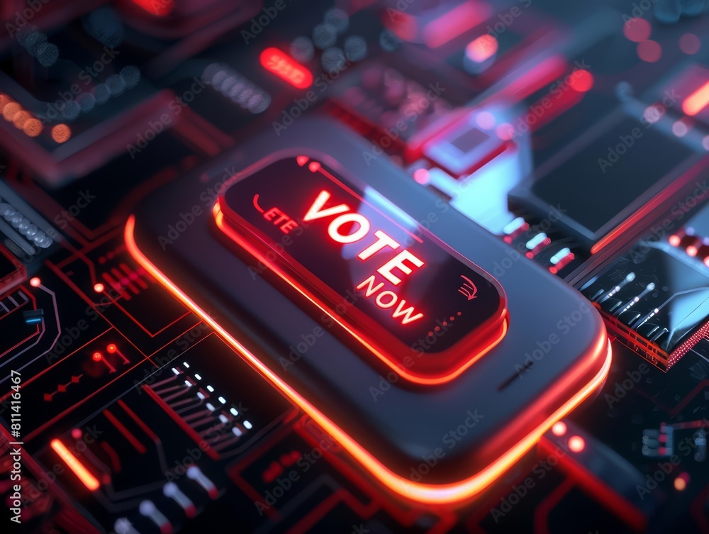 Design a visually striking composition of a virtual button with the ...