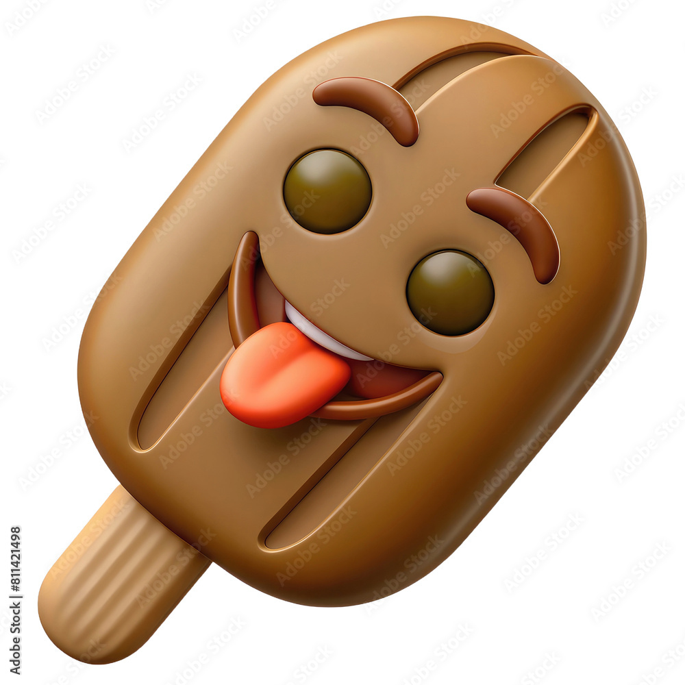 Fun face emoji on summer ice cream bonbon . Isolated.Icons .3d render ...